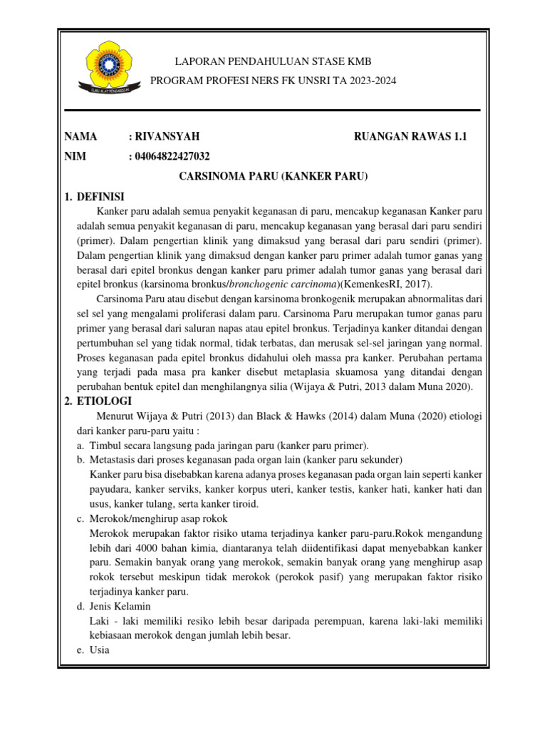 Lembar LP Ca Paru Terbaru | PDF