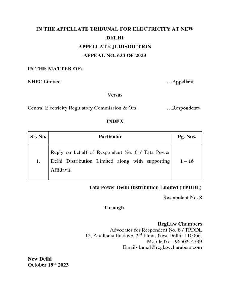 APL No. 634 of 2023 - TPDDL Final Reply With Affidavit - 19 10 2023 ...