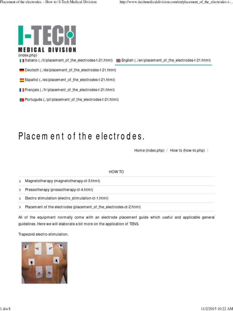 Placement of The Electrodes. - How To - I-Tech Medical Division | PDF ...