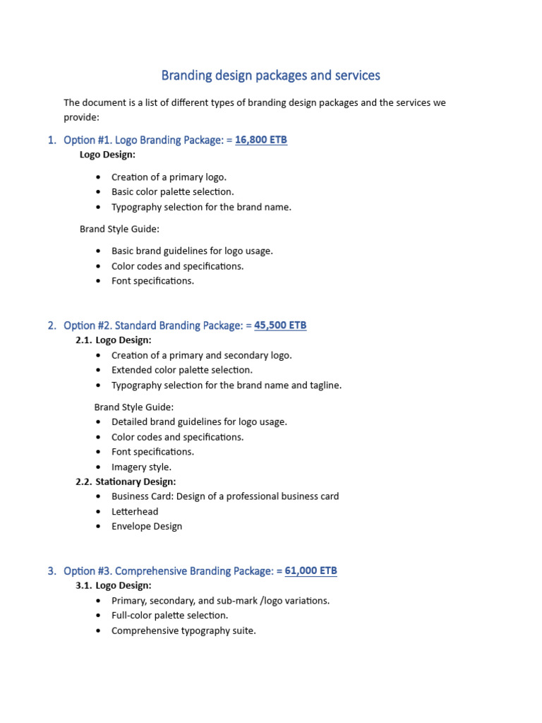 Branding Design Packages Overview | PDF | Brand | Logos