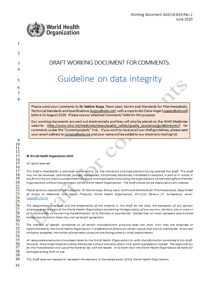 Qas19 819 Rev1 Guideline On Data Integrity | PDF | Business