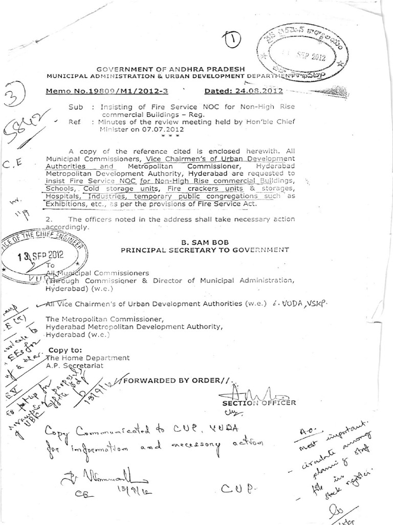 Govt Memo Insisting For Fire NOC | PDF | Government