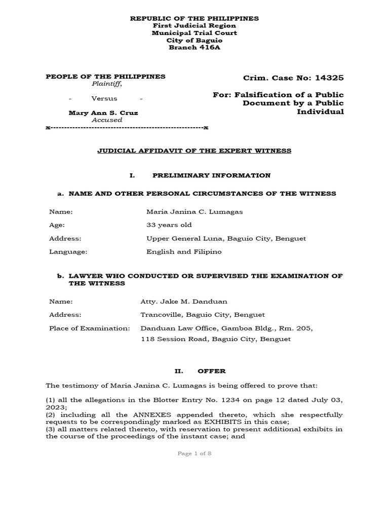 Final Judicial Affidavit | PDF | Affidavit | Expert Witness