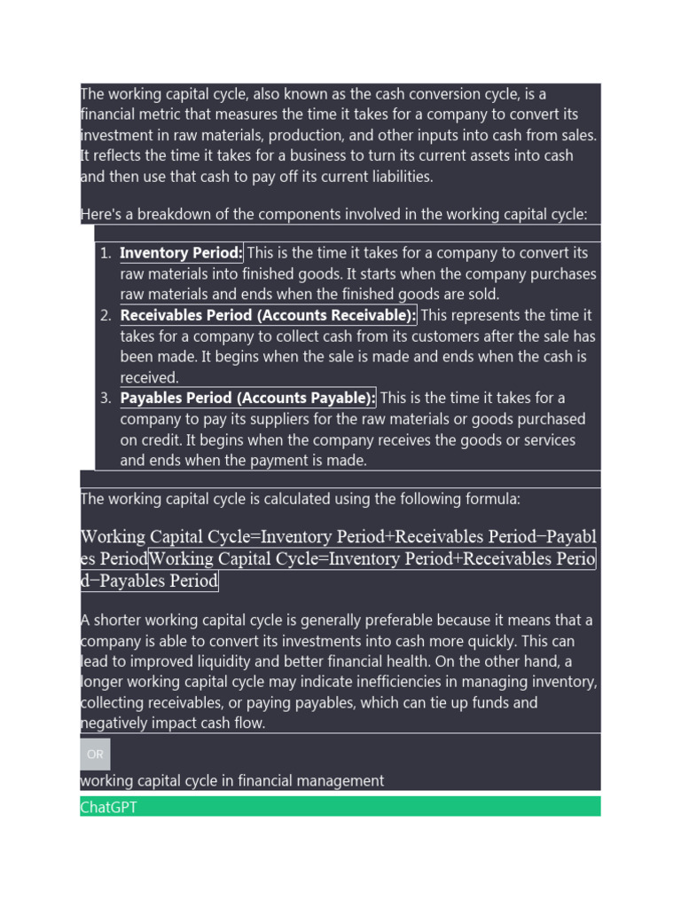 Understanding the Working Capital Cycle | PDF | Working Capital | Inventory