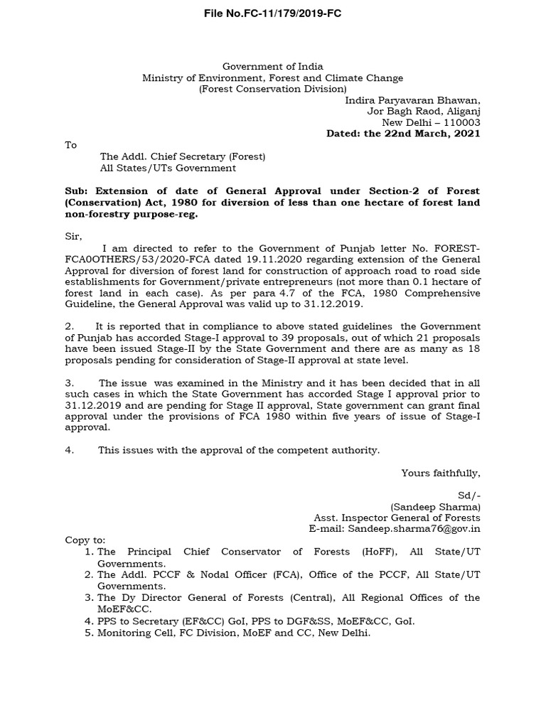 Diversion of Forest Land To Non Forest Land Less Than One Hectare | PDF ...
