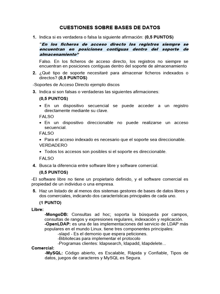 Ejercicio Tema 1 Introducción Bases Datos | Descargar gratis PDF | Bases de datos | SQL