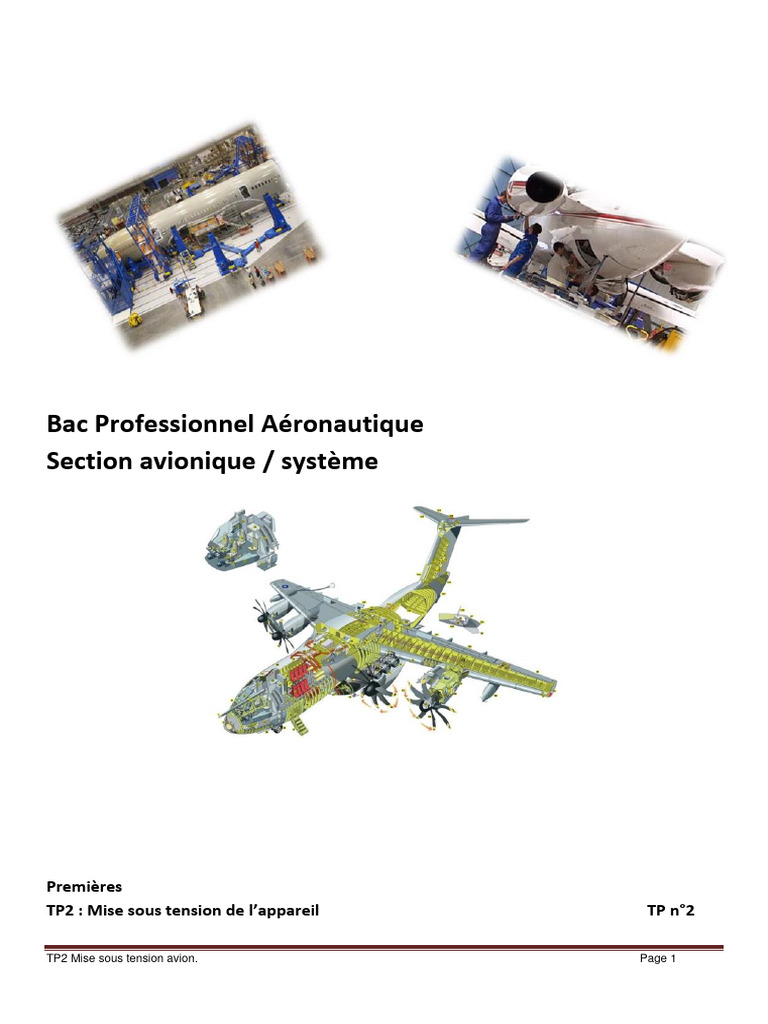 Mise sous tension avion : TP2 Aéronautique | PDF