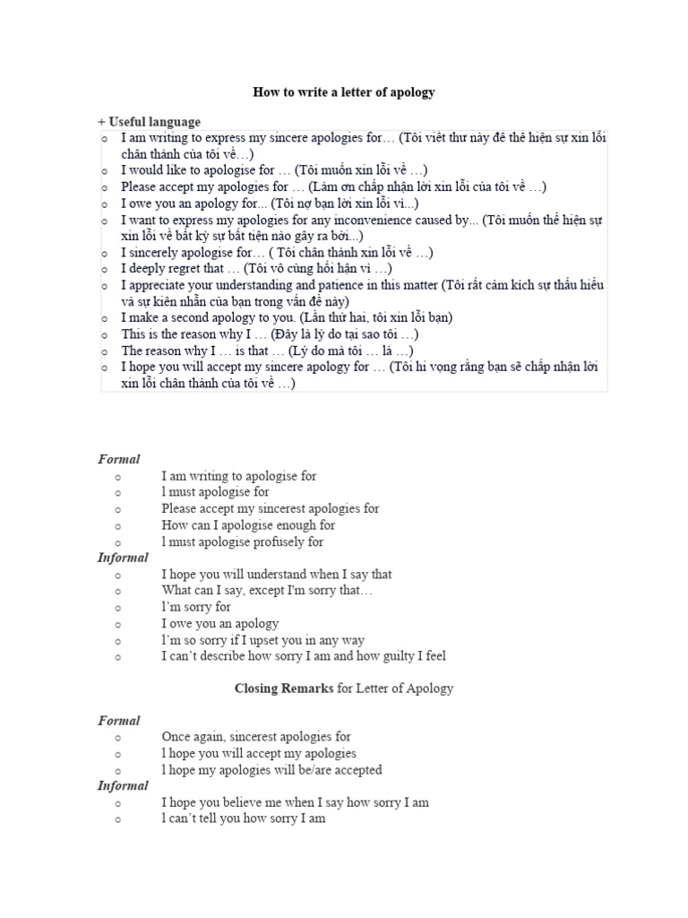 How To Write A Letter of Apology | PDF