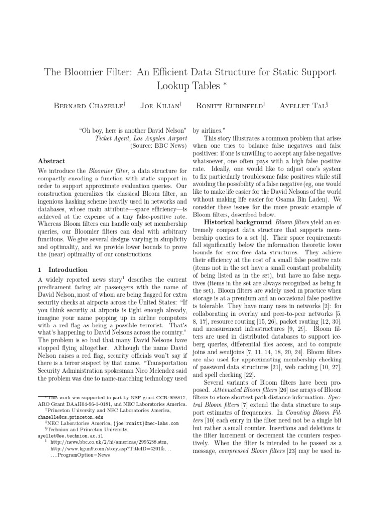 2004 - The Bloomier Filter - An Efficient Data Structure For Static ... 2004 - The Bloomier Filter - An Efficient Data Structure For Static ...
