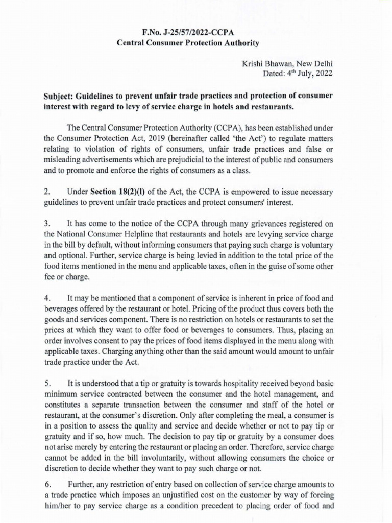 Guidelines To Prevent Unfair Trade Practices and Protection of Consumer ...