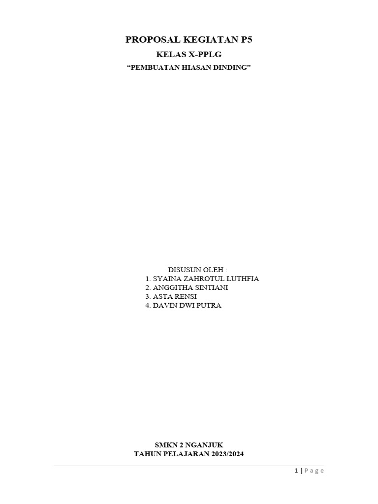 Proposal Kegiatan P5 - 34 | PDF | Seni