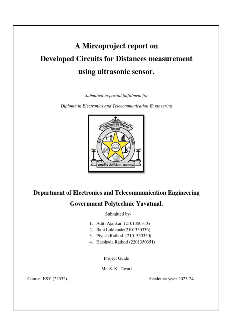 ESY Microproject Report | PDF | Ultrasound | Sensor