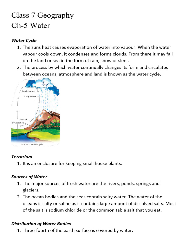 Geography Ch-5 Water | PDF | Oceans | Tide