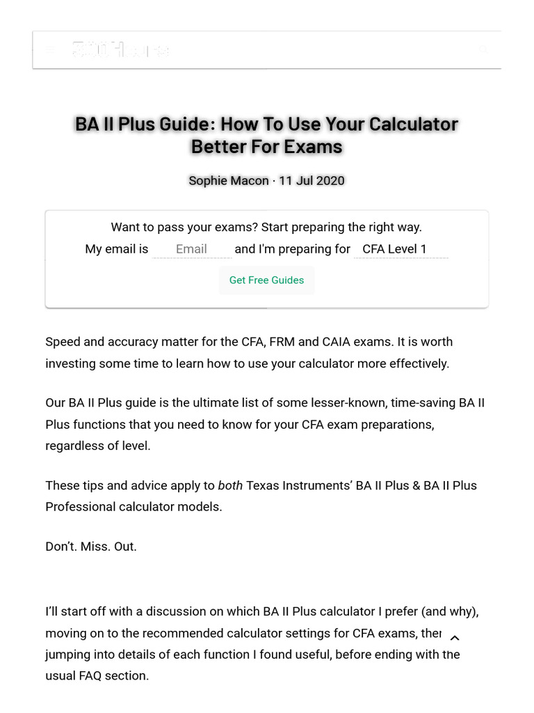 BA II Plus Calculator Usage Guide | PDF | Calculator | Mathematics