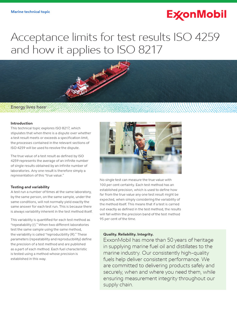 ISO 4259 and How It Applies To ISO 8217 ExxonMobil Marine | PDF ...