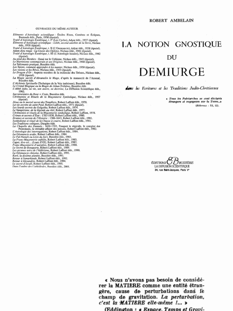 La Notion Gnostique du Démiurge | PDF | Gnosticisme | Judas Iscariot
