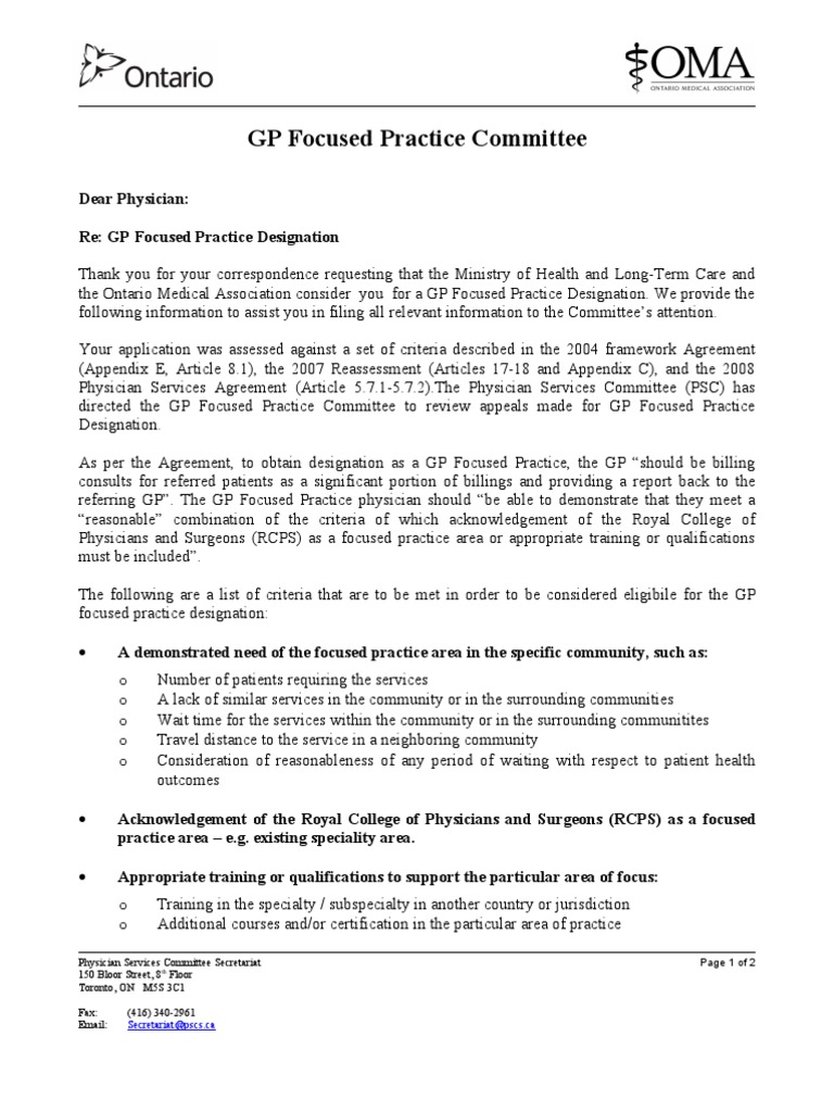 GP Focused Practice Designation Guide | PDF | General Practitioner ...