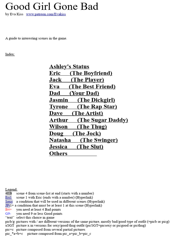 Good Girl Gone Bad Scene Guide V13 Pdf