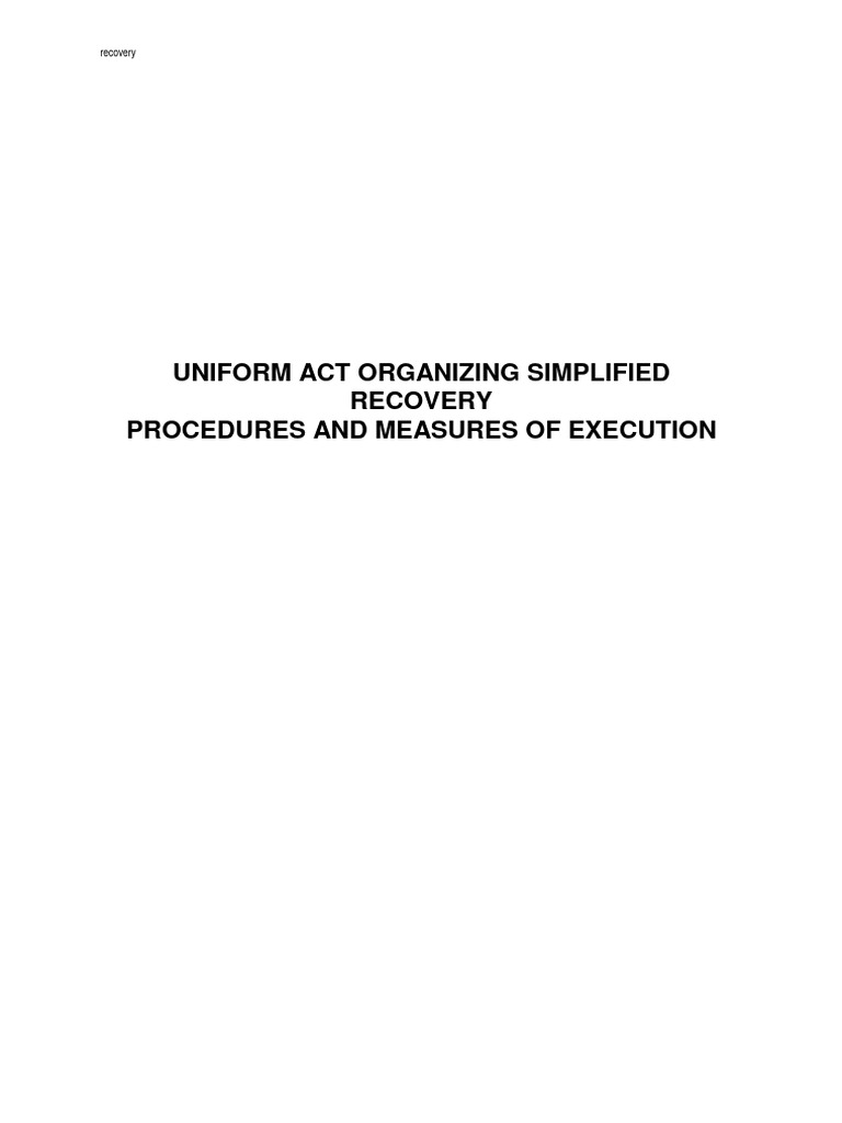 Simplified Recovery and Execution Act | PDF | Guarantee | Justice