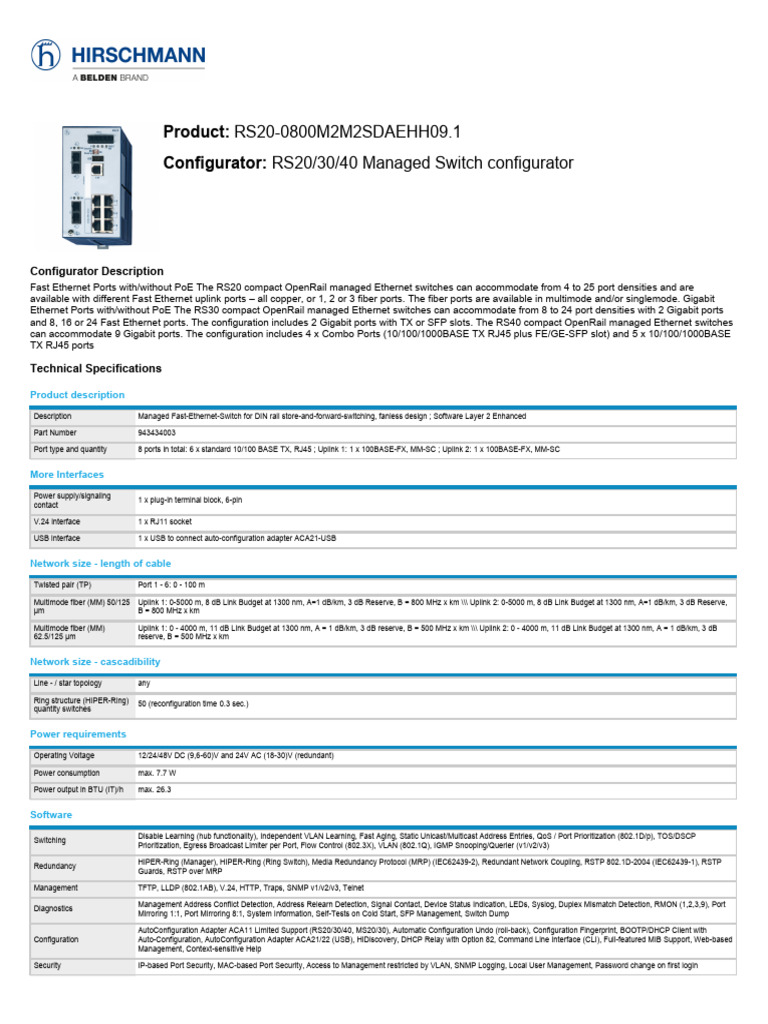 RS20-0800M2M2SDAEHH091 Techdata | PDF | Telecommunications Standards | Computer Standards