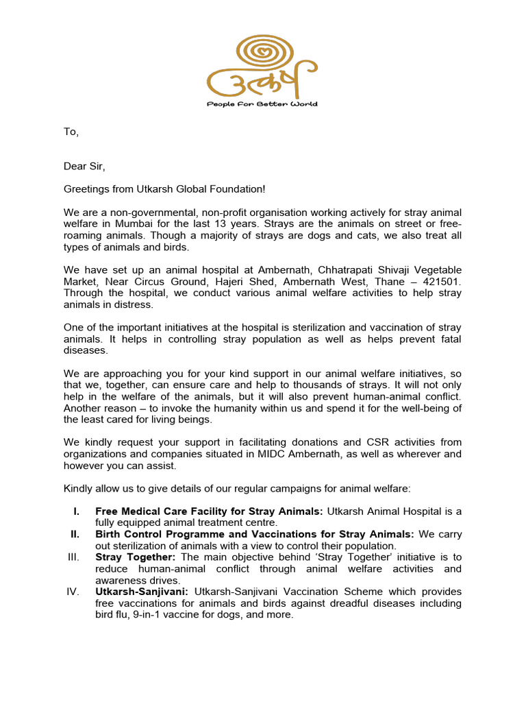 Ambernath Animal Welfare - Vipul | PDF | Animal Welfare | Corporate ...