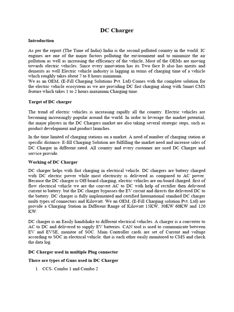 DC Charger - EVSE | PDF | Battery Charger | Electricity
