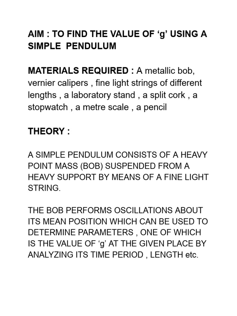 Phy Project Final | Download Free PDF | Pendulum | Physical Sciences