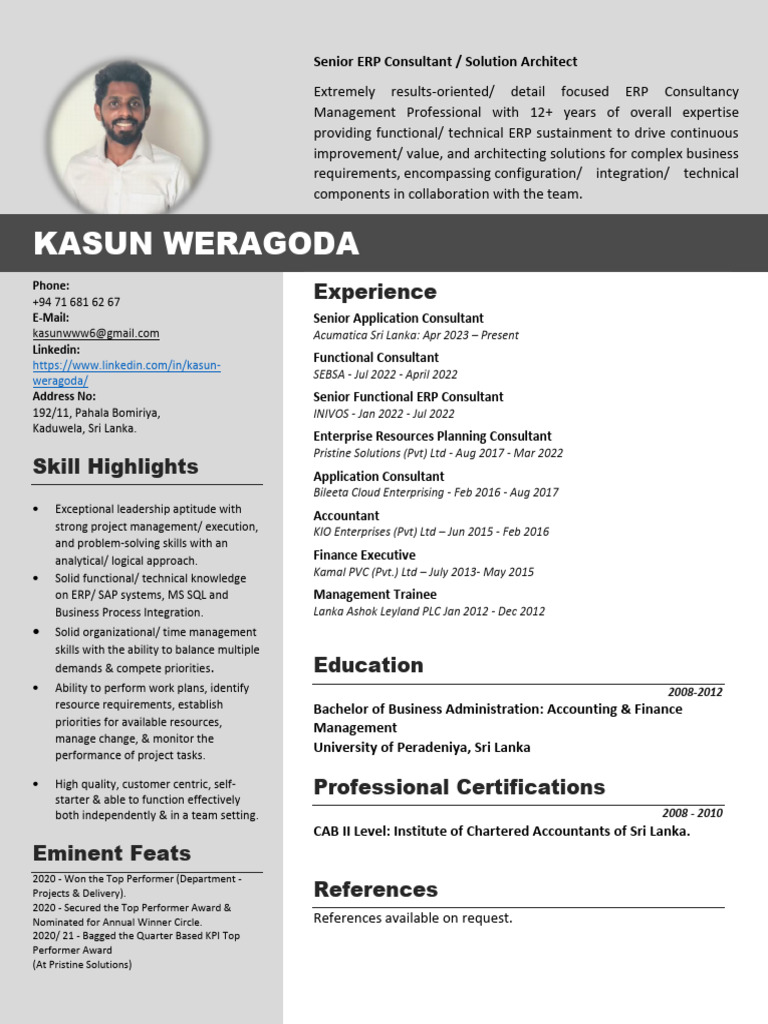 Kasun-Resume 2pgs | Download Free PDF | Enterprise Resource Planning ...