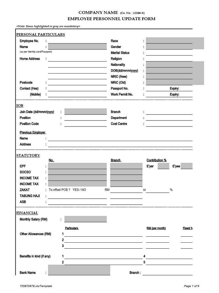Personnel Update Form - Raymond Loy | Download Free PDF | Employment ...