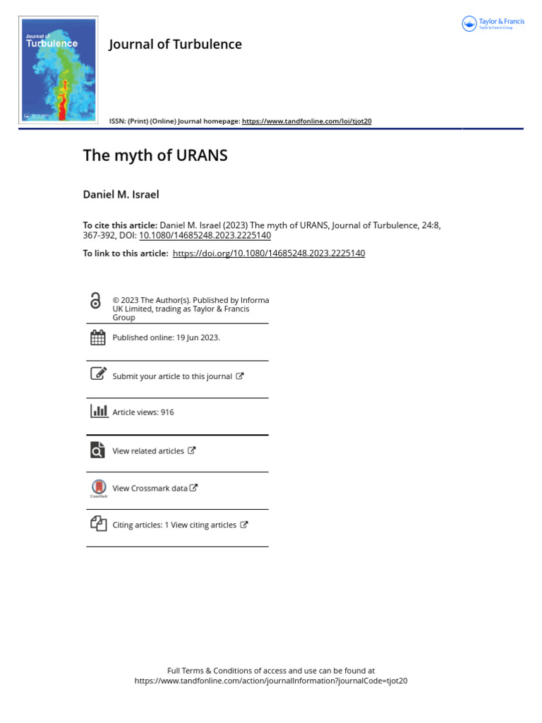 The Myth of URANS | PDF | Turbulence | Fluid Dynamics