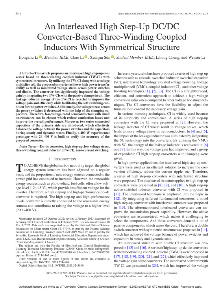 An Interleaved High Step-Up DC DC Converter-Based Three-Winding Coupled Inductors With ...
