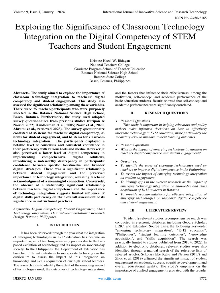 Exploring The Significance of Classroom Technology Integration On The ...