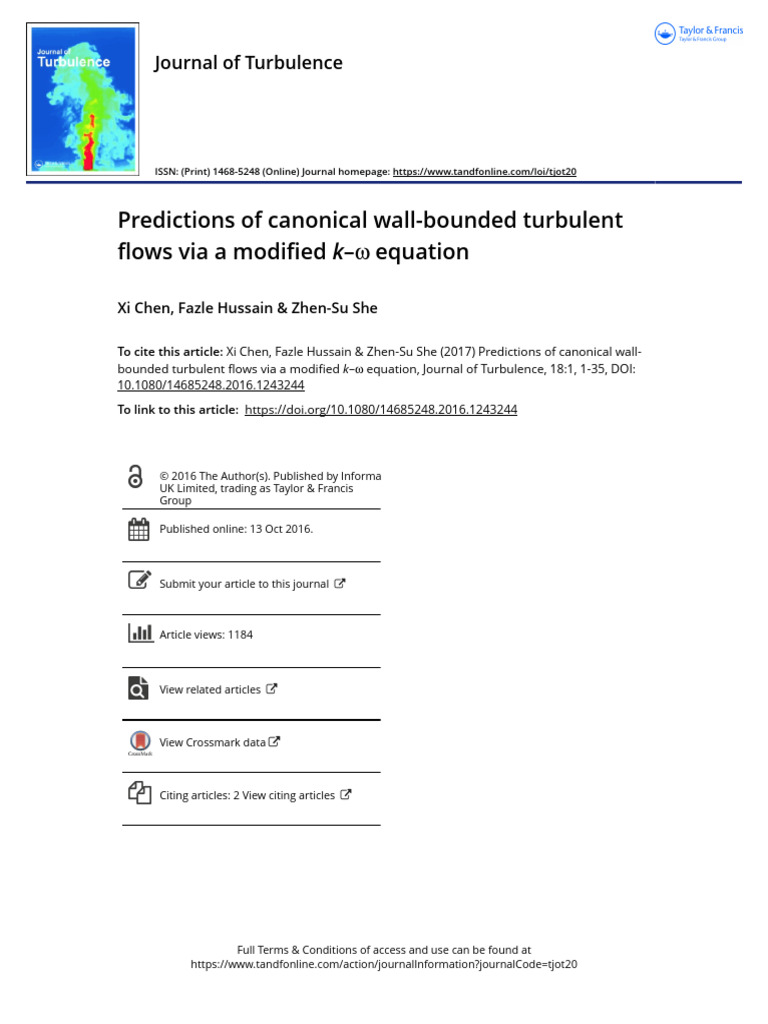 Predictions of Canonical Wall-Bounded Turbulent Flows Via A Modified K ... Predictions of Canonical Wall-Bounded Turbulent Flows Via A Modified K ...