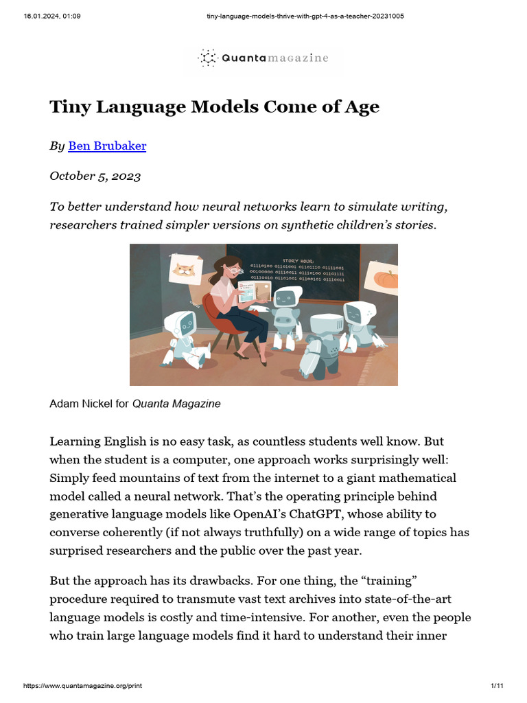 Tiny Language Models Come of Age | PDF | Artificial Neural Network | Learning
