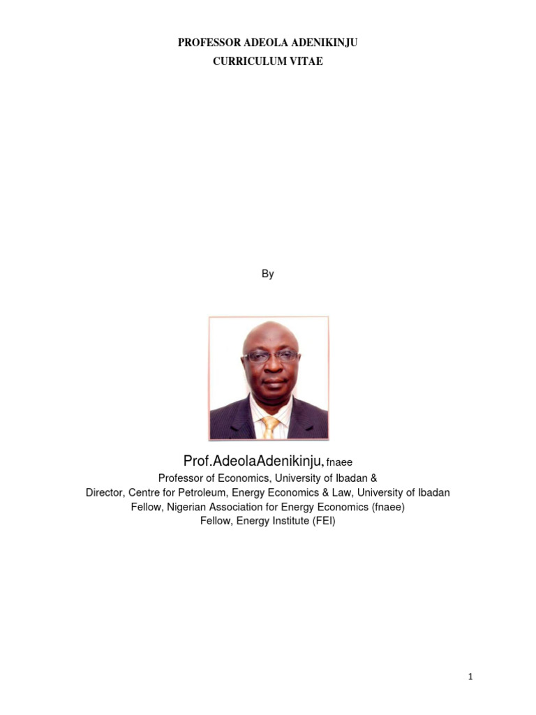 CV - Adeola Adenikinju | PDF | Nigeria | Economics