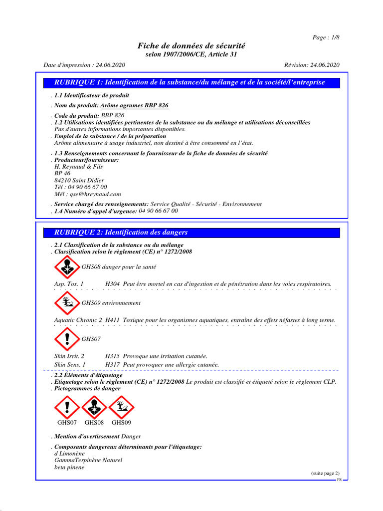 17-FDS Arome Agrumes | PDF