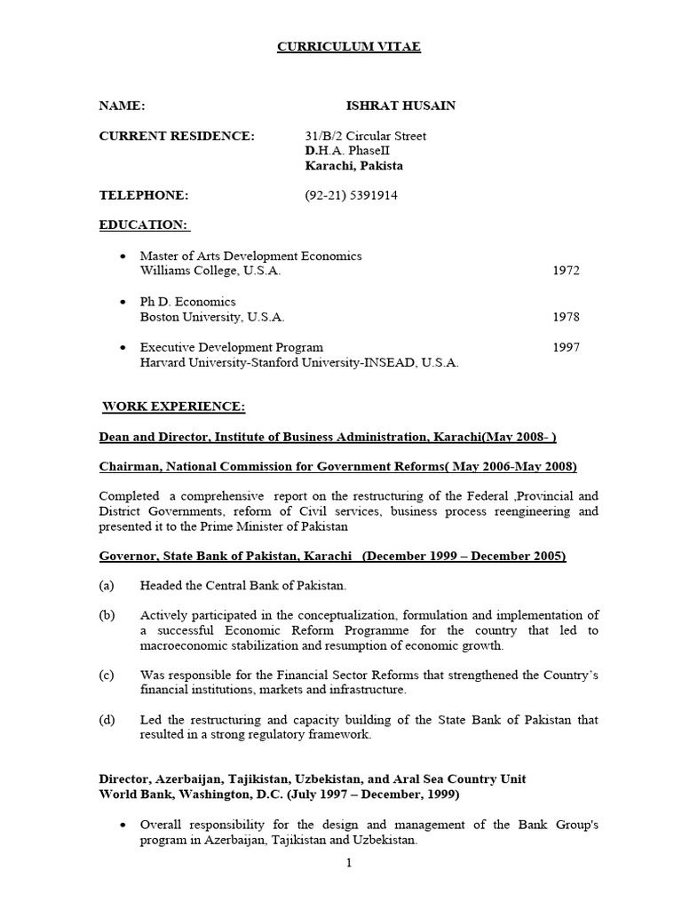 CV Detailed Ih | Download Free PDF | World Bank | Structural Adjustment