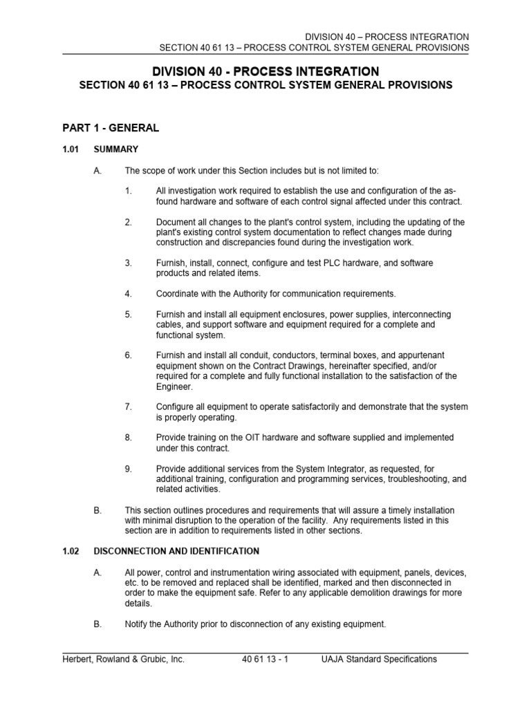 40 61 13 - Process Control System General Provisions | PDF ...