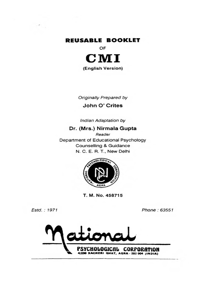 Career Maturity Inventory Guide | PDF