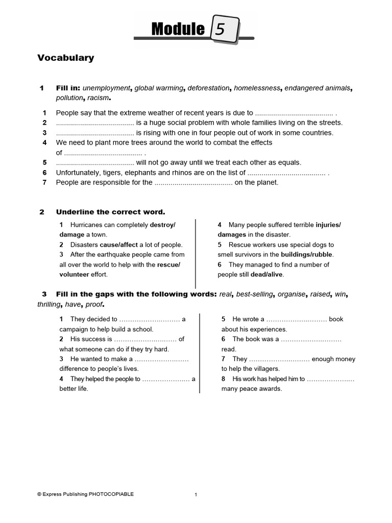 Vocabulary: Pollution | PDF