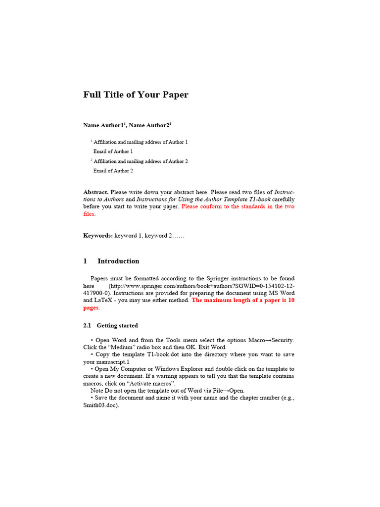 template_Springer | PDF | Document | Computer Programming template_Springer | PDF | Document | Computer Programming