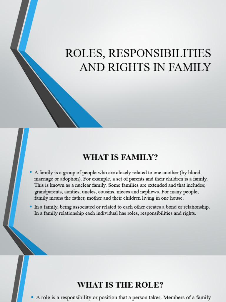 Roles, Responsibilities and Rights in Family Wendell | PDF | Family ...
