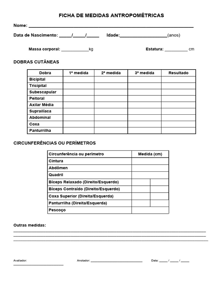 3 - Ficha de Medidas Antropometricas | PDF