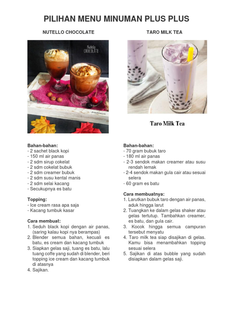 Menu Minuman Kekinian Plus Plus | PDF
