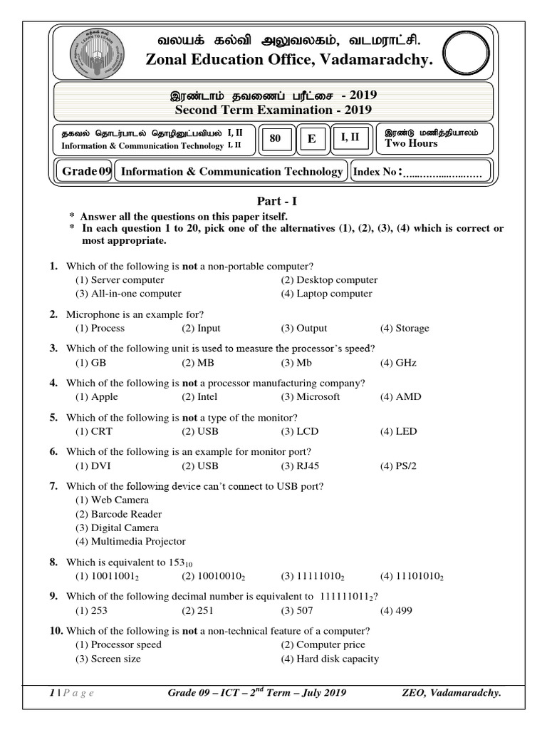 ICT Gr.9 2nd Term 2019 Eng | PDF | Input/Output | Computer Monitor ICT Gr.9 2nd Term 2019 Eng | PDF | Input/Output | Computer Monitor