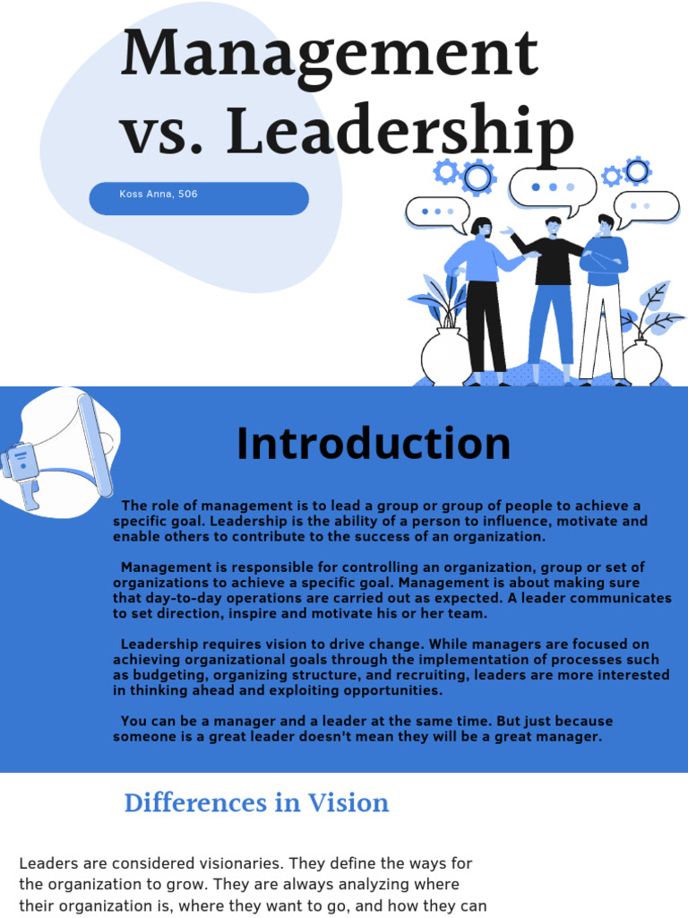 Management vs. Leadership | PDF | Leadership | Goal