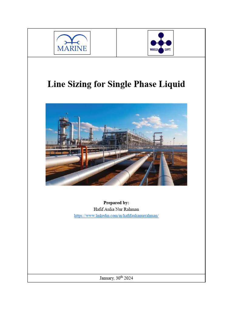 Line Sizing For Single Phase Liquid | PDF | Reynolds Number | Chemical ...
