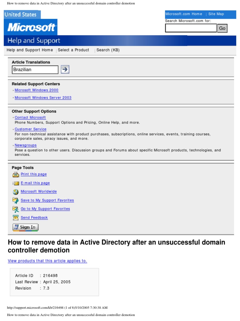 How To Remove Data In Active Directory After An Unsuccessful Domain Controller Demotion Pdf