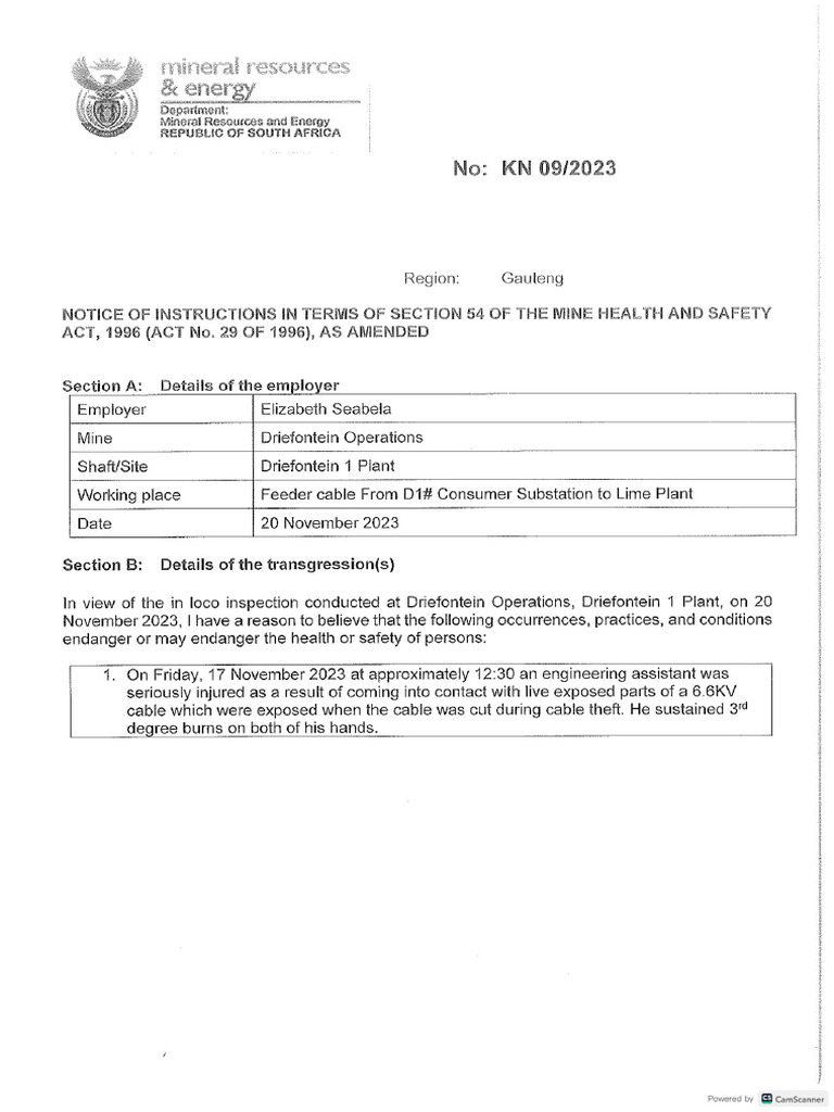 DMRE Accident Visit 20 November 2023 | PDF