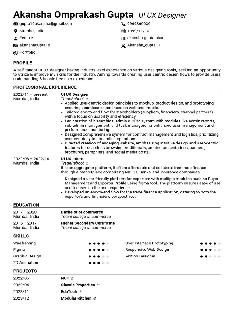 Akansha Gupta Resume UIUX | PDF | Usability | User Interface